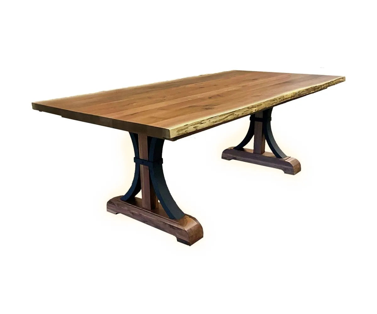 Live Edge Dining Table with Buckle Base – Amish Made Furniture